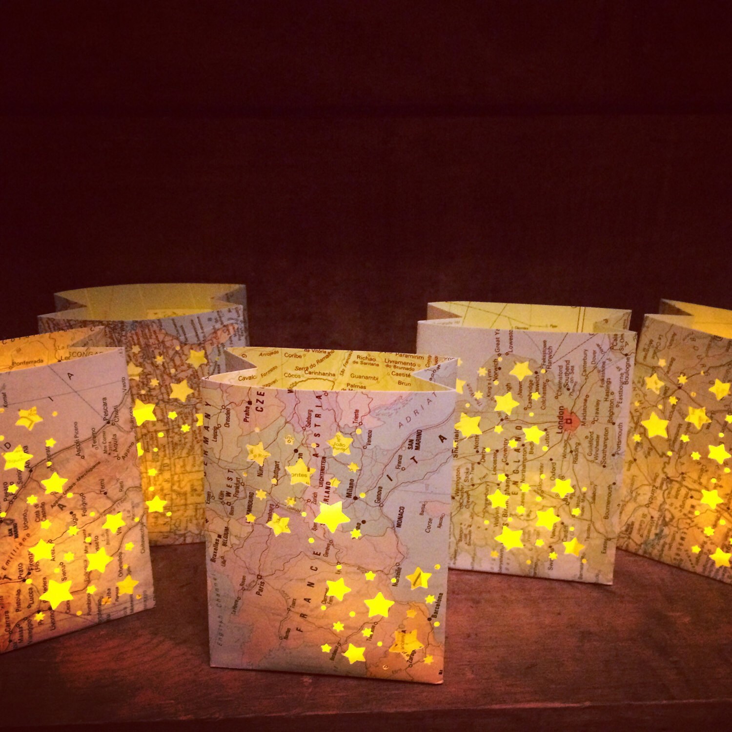 15 Map Luminaries Mini Lanterns Luminarias Travel Decor - Etsy Canada