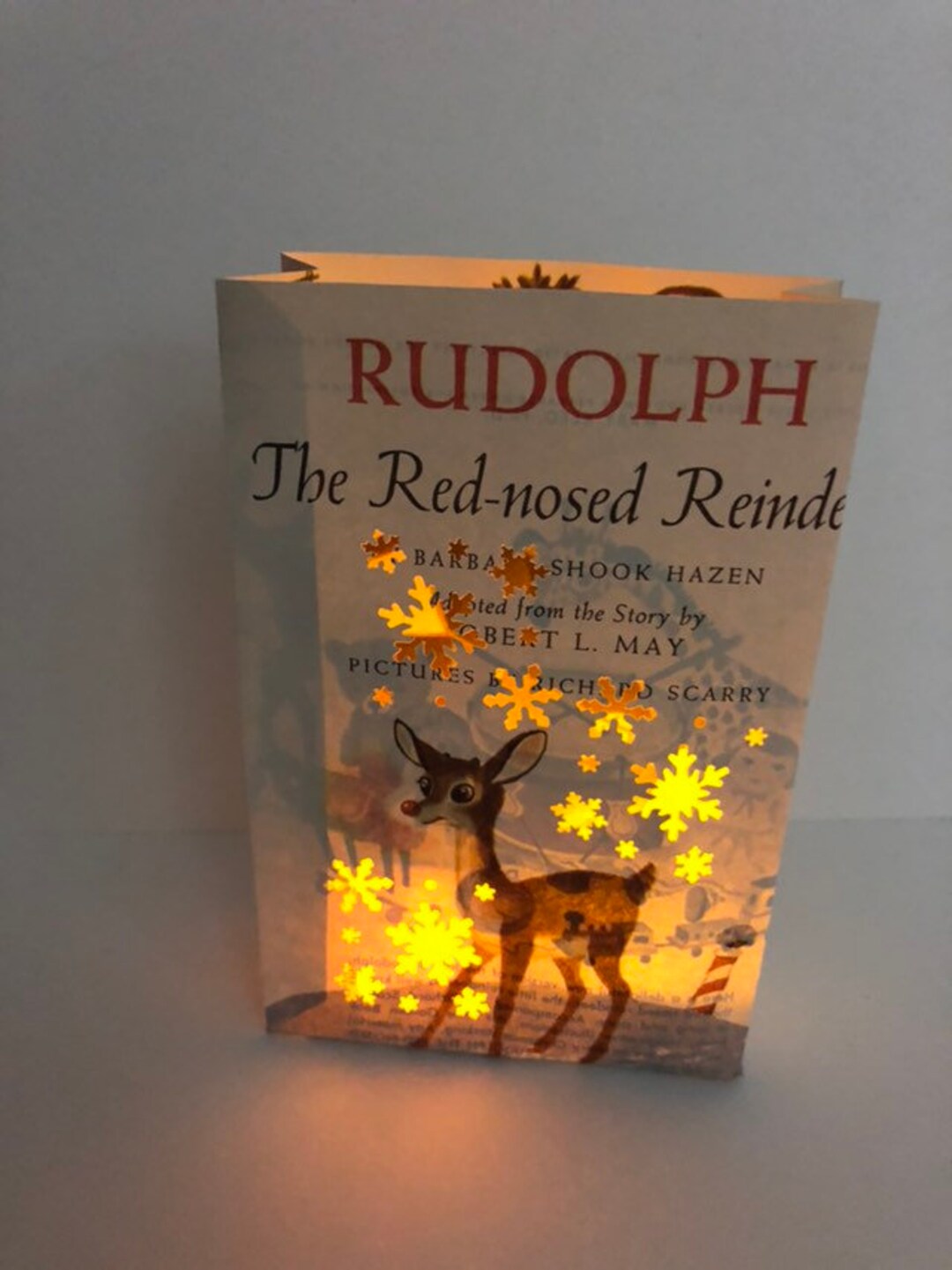 1 Rudolph Luminary, Fashioned Using Storybook Pages, Christmas Decor ...