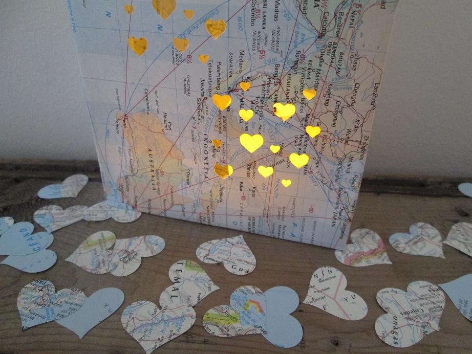 500 Map Hearts, Confetti, Maps, Fashioned From Vintage Atlas Pages ...