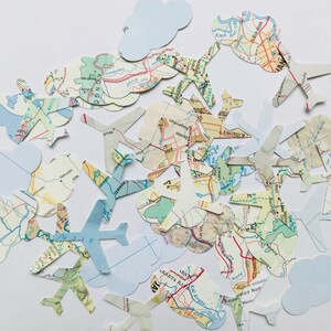 Airplane Map Confetti, 100 Airplane Atlas Cutouts, Avion Confetti ...