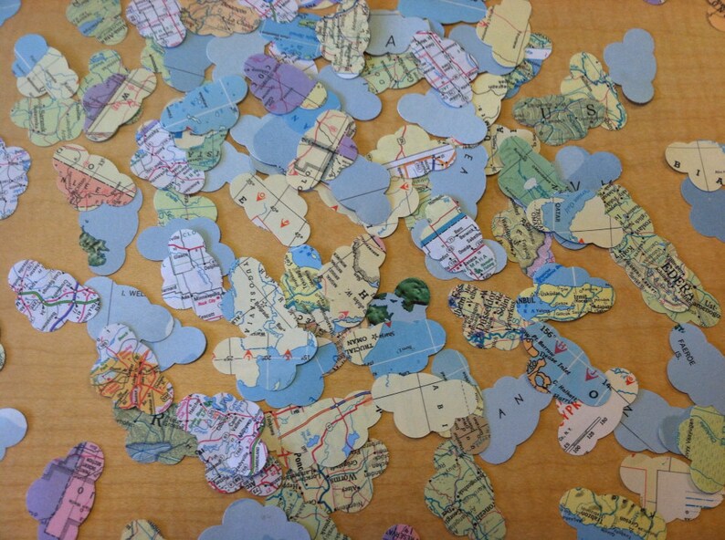 Cloud Confetti Map Confetti Travel Decor Travel Confetti - Etsy