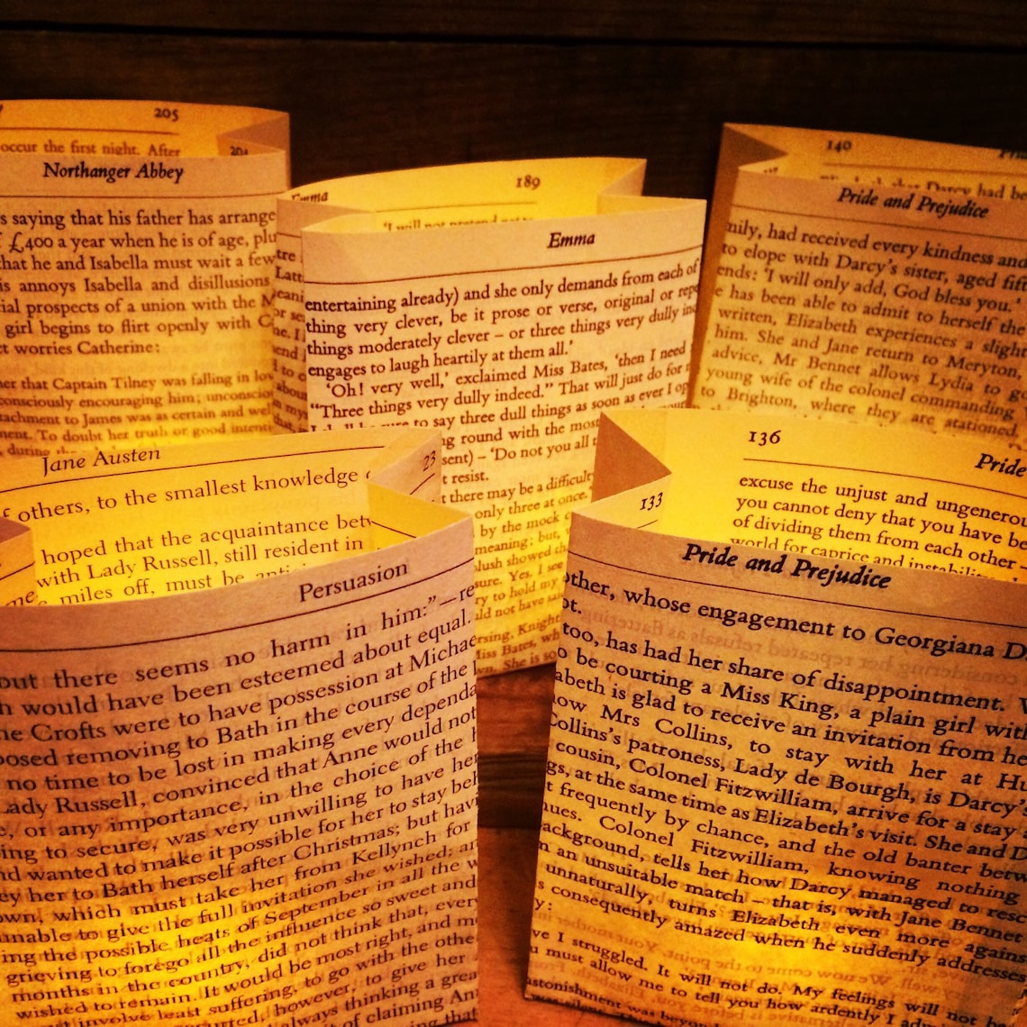 5 Jane Austen Luminaries Custom Book Page Lanterns Luminary | Etsy