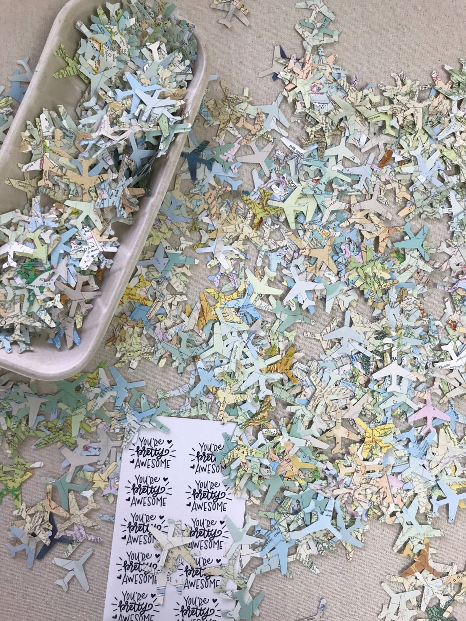 Airplane Map Confetti, 100 Airplane Atlas Cutouts, Avion Confetti ...