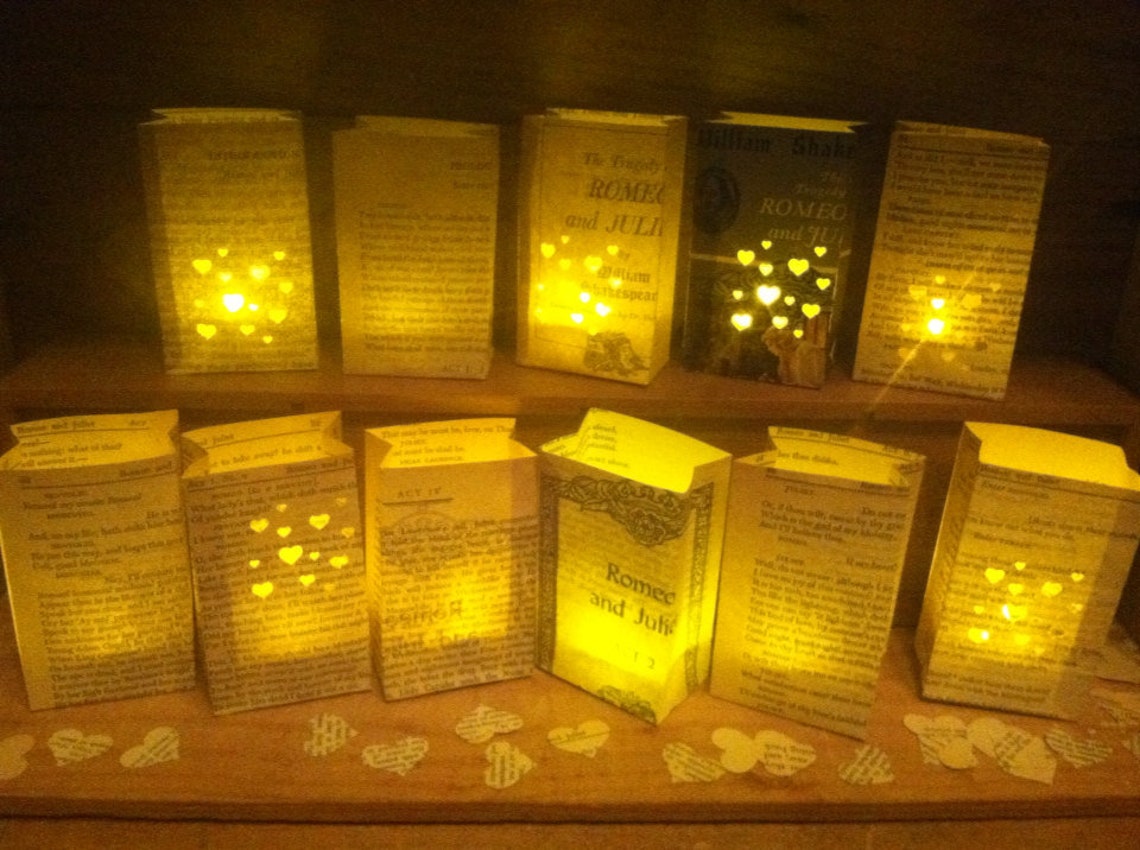 Romeo & Juliet Book Page Luminaries Tiny Luminary Bags | Etsy