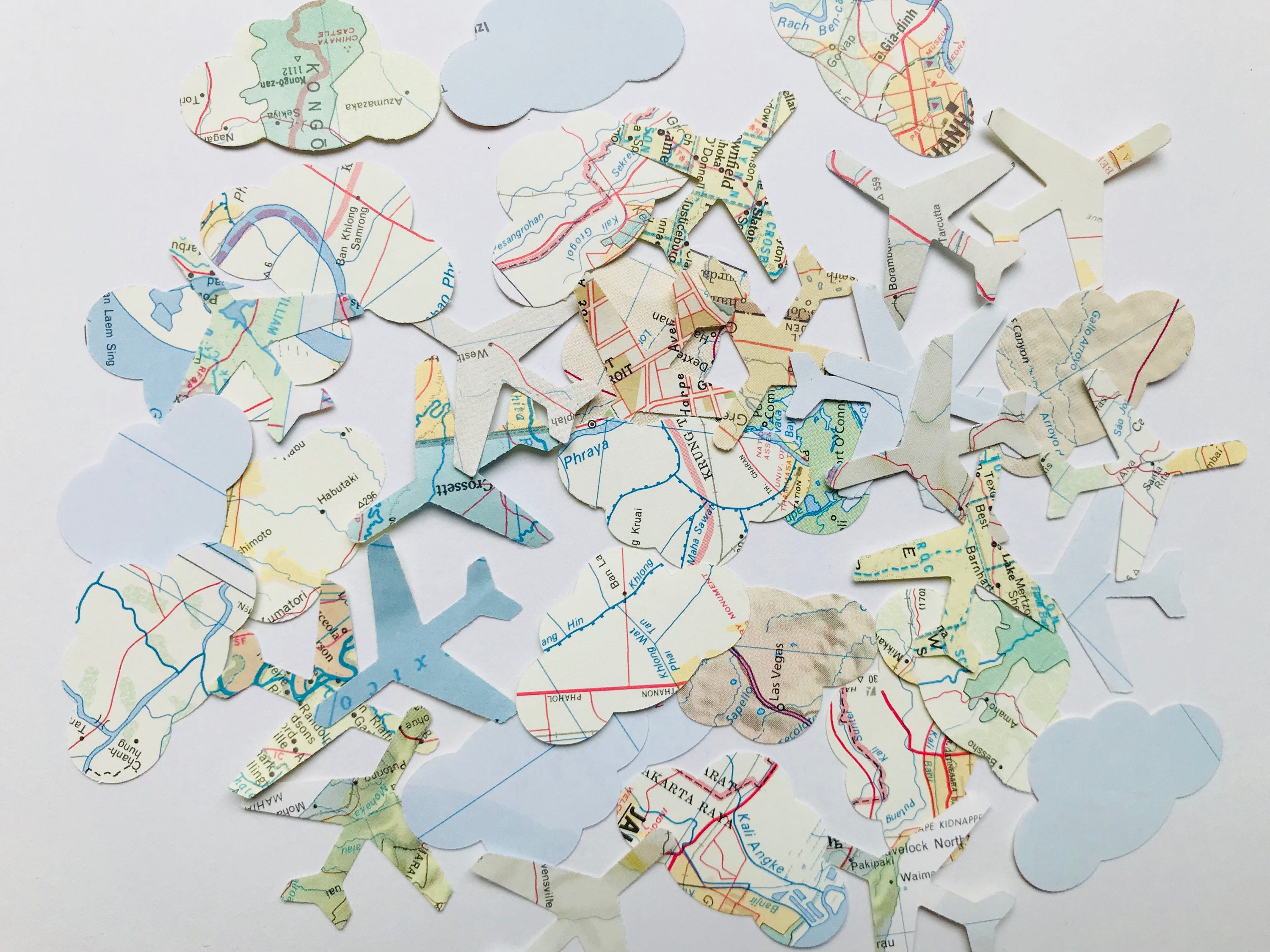 Airplane Map Confetti 100 Airplane Atlas Cutouts Avion - Etsy UK