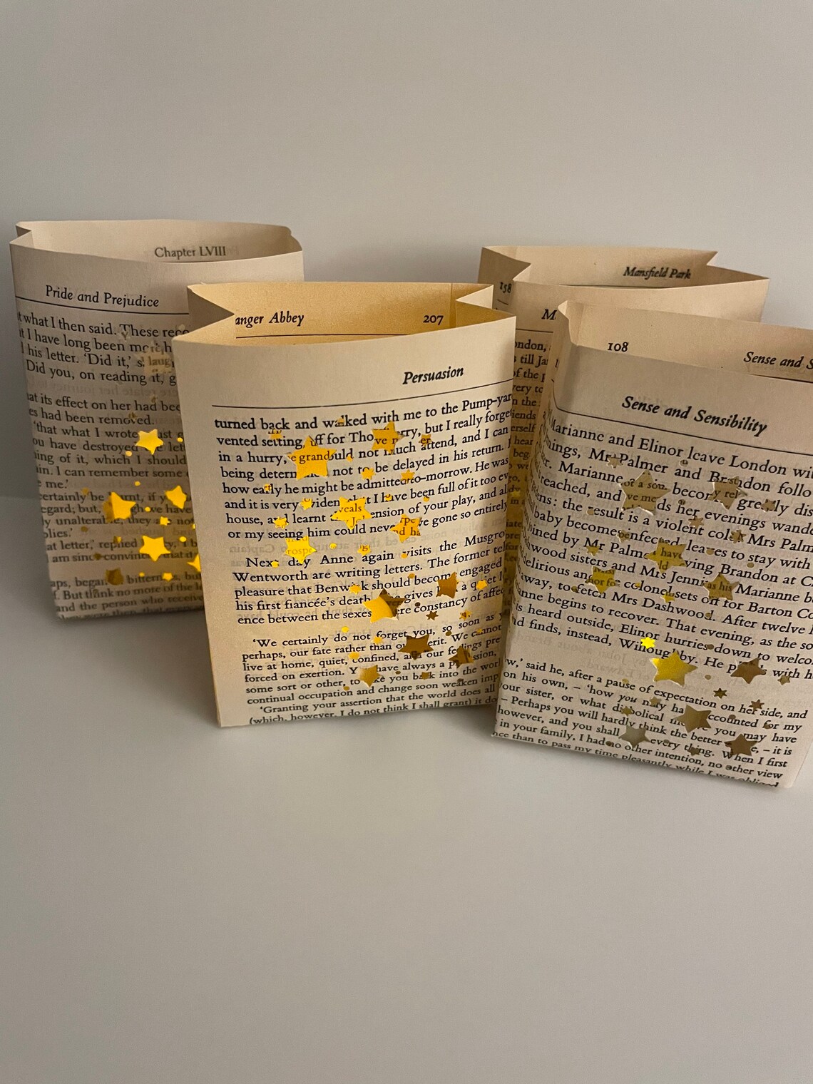 5 Jane Austen Luminaries Custom Book Page Lanterns Luminary - Etsy