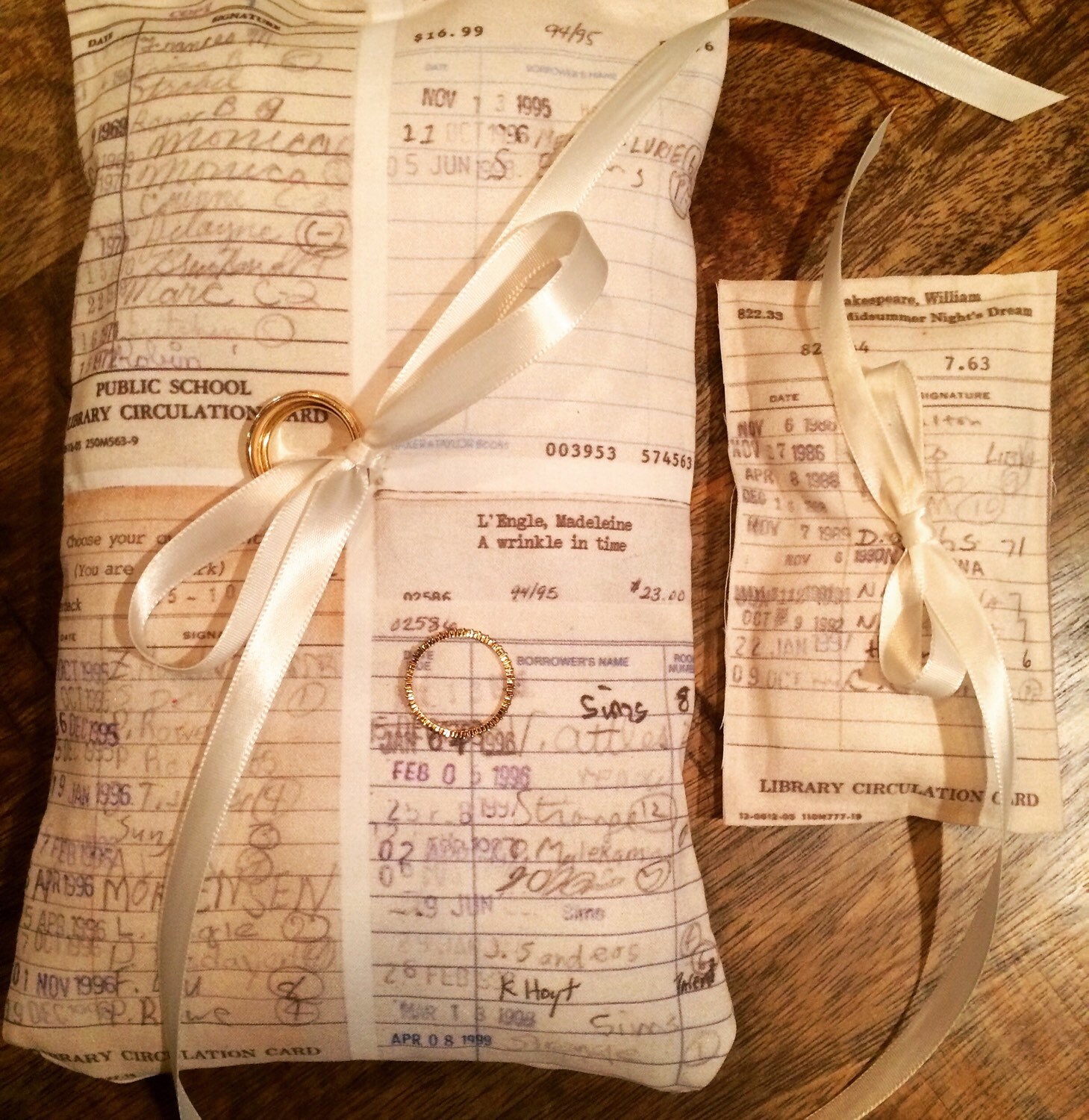 Ring Pillow Library Card Pillow Fabric Library Card Book | Etsy