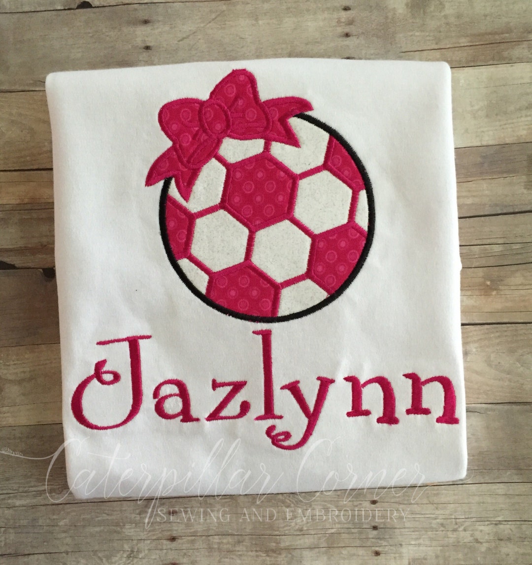 Girls Soccer Shirt - Soccer Ball Shirt - Girls Soccer Ball With Bow ...