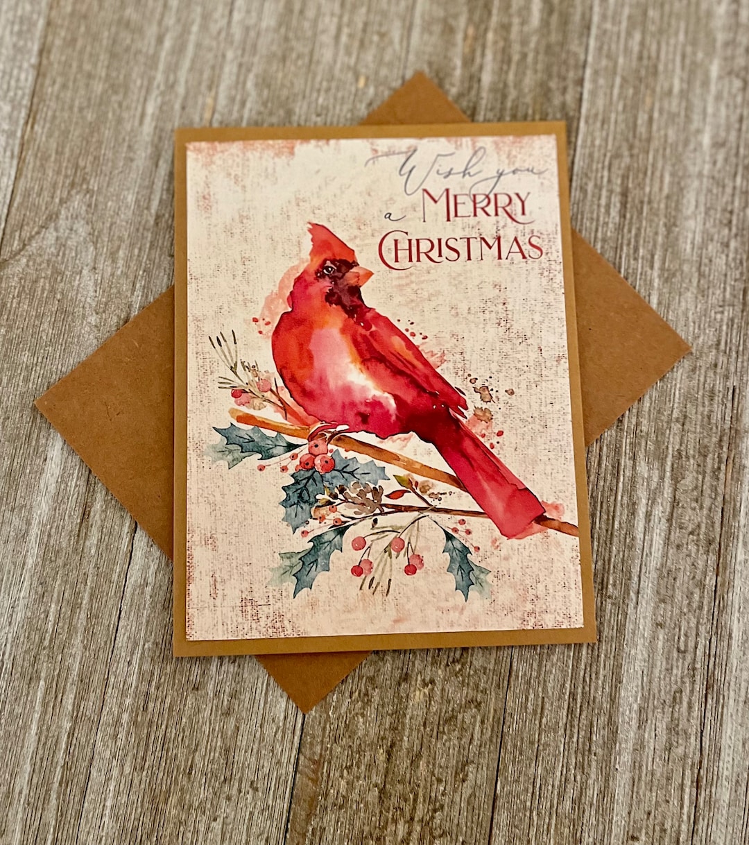 Red Cardinal/christmas Cards/watercolor Cardinal Christmas Card ...