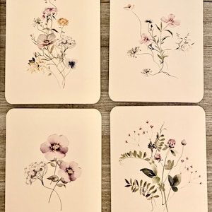 Wild Flower Card Set/watercolor Wild Flowers/wild Flower Note Cards ...