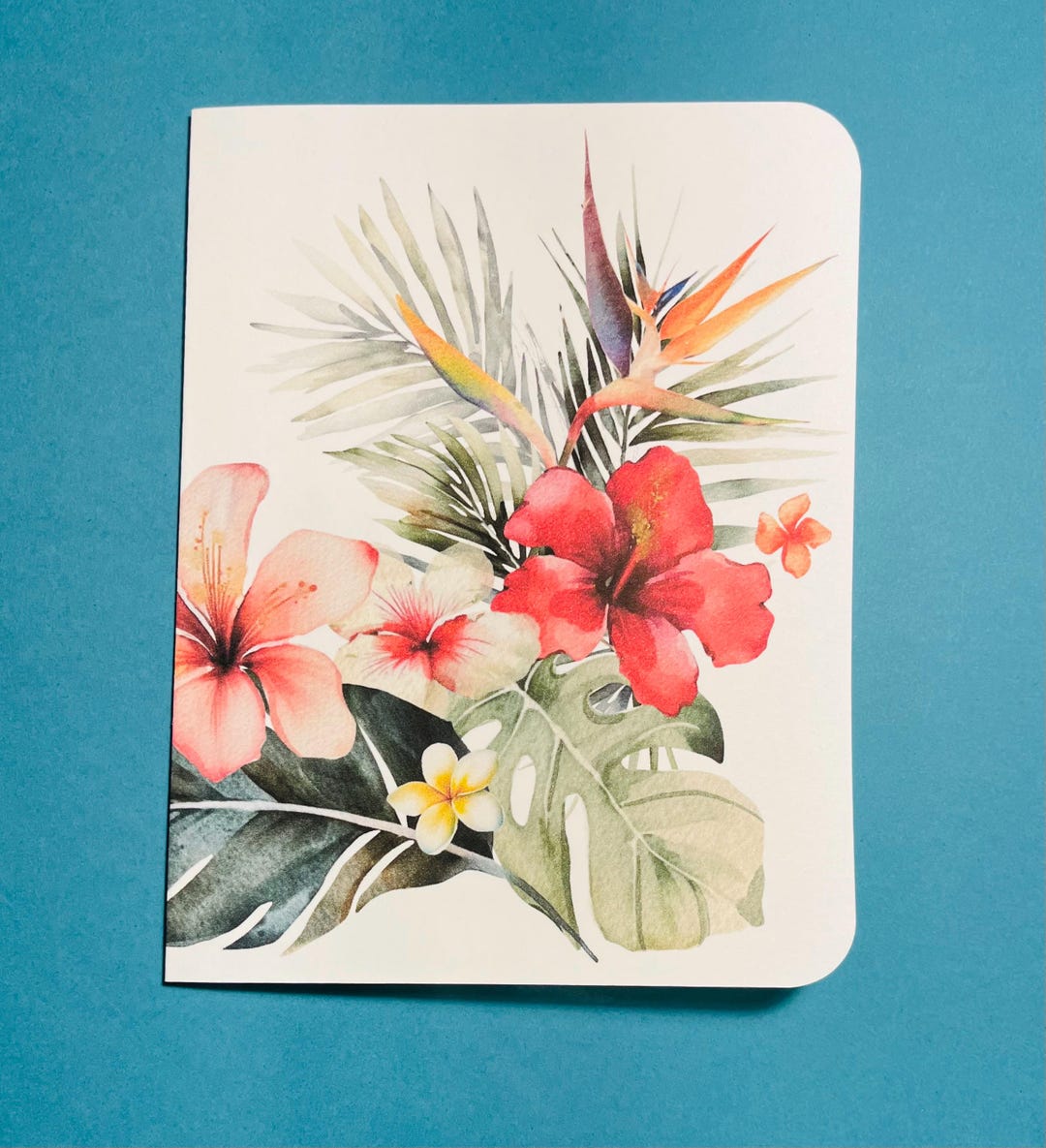 Hawaiian Floral Notecards: Tropical Hibiscus, Monstera - Set of 6 - Etsy