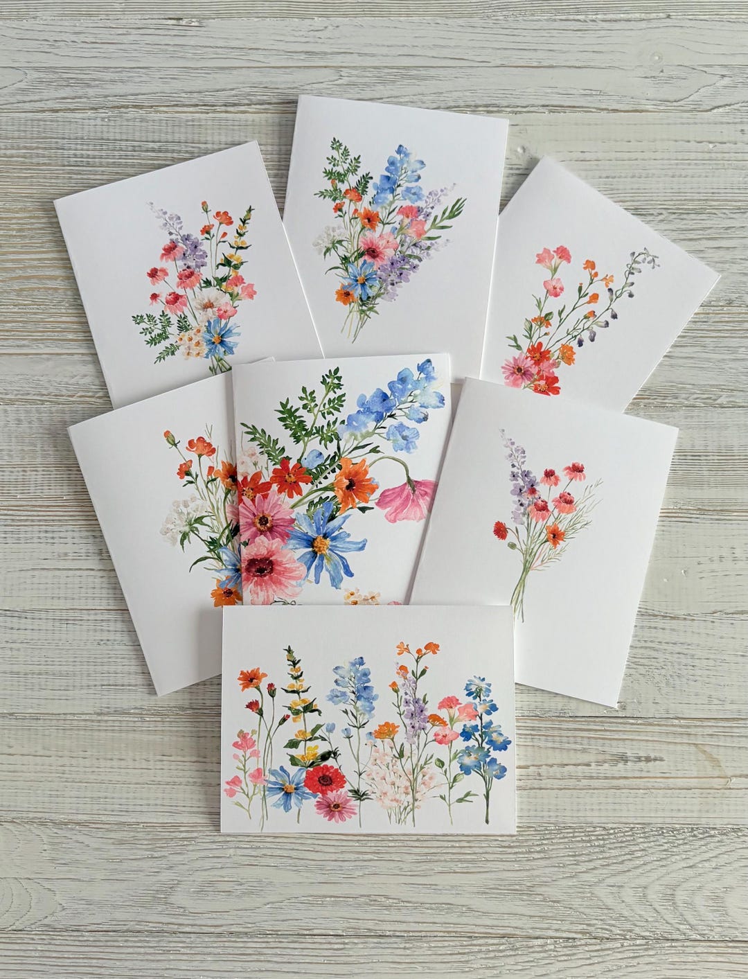 Watercolor Wildflower Note Card Set: Botanical All Occasion Cards - Etsy