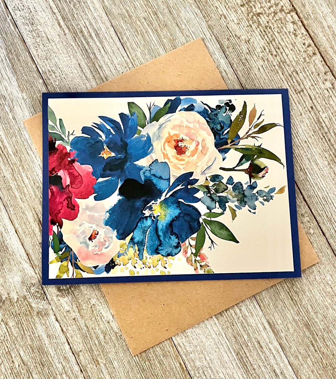 Blue Watercolor Note Cards/ Botanical Note Cards/ Wildflowers/blue ...