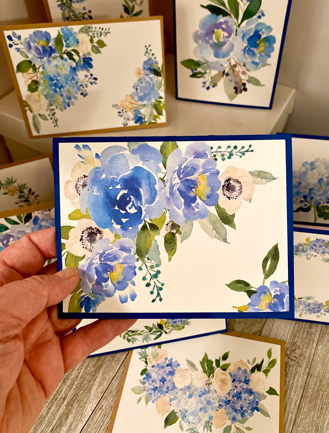 Watercolor Hydrangea Note Cards/stationary Note Cards/10 Pack | Etsy