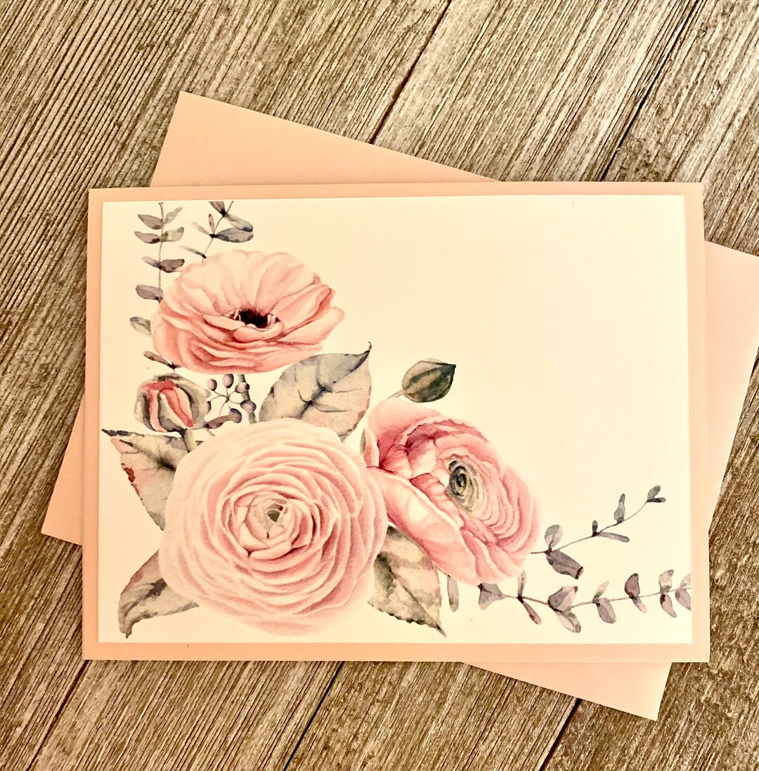 Wildflower Card Set/watercolor Stationary/peonies Card Set/ Botanical ...