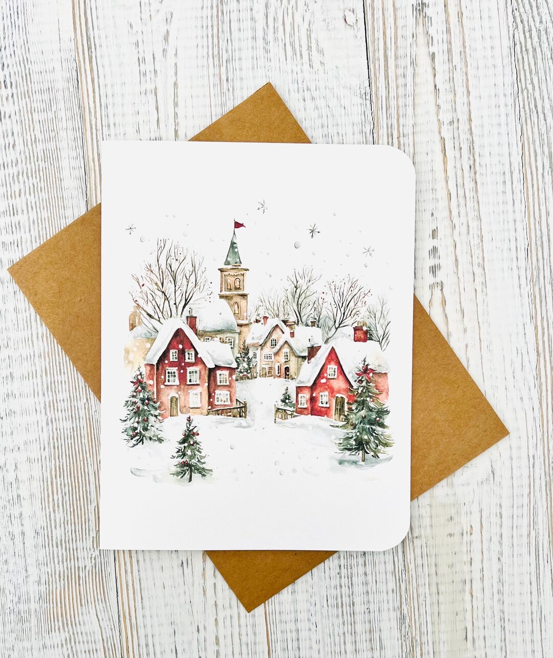 Christmas Scene/village Christmas Card Set/christmas Cards/village ...