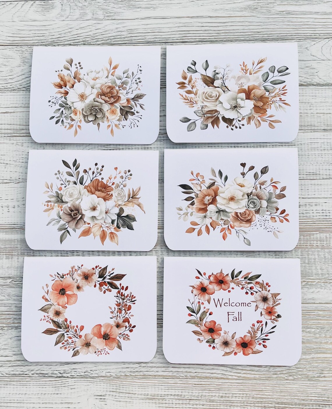 Fall Floral Note Cards /thanksgiving Greetings/ Watercolor Fall Note ...