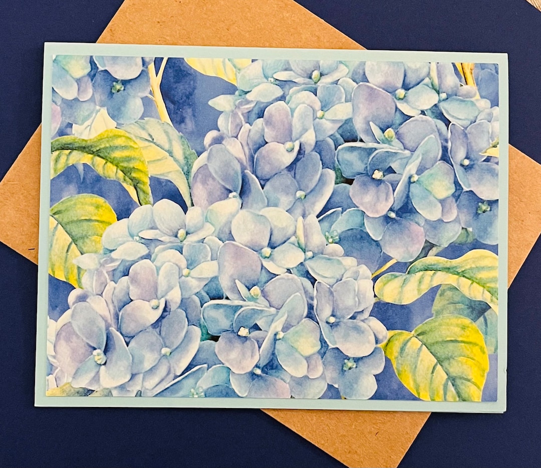 Blue Hydrangea Note Cards/hydrangea Note Cards/folded Note Cards ...