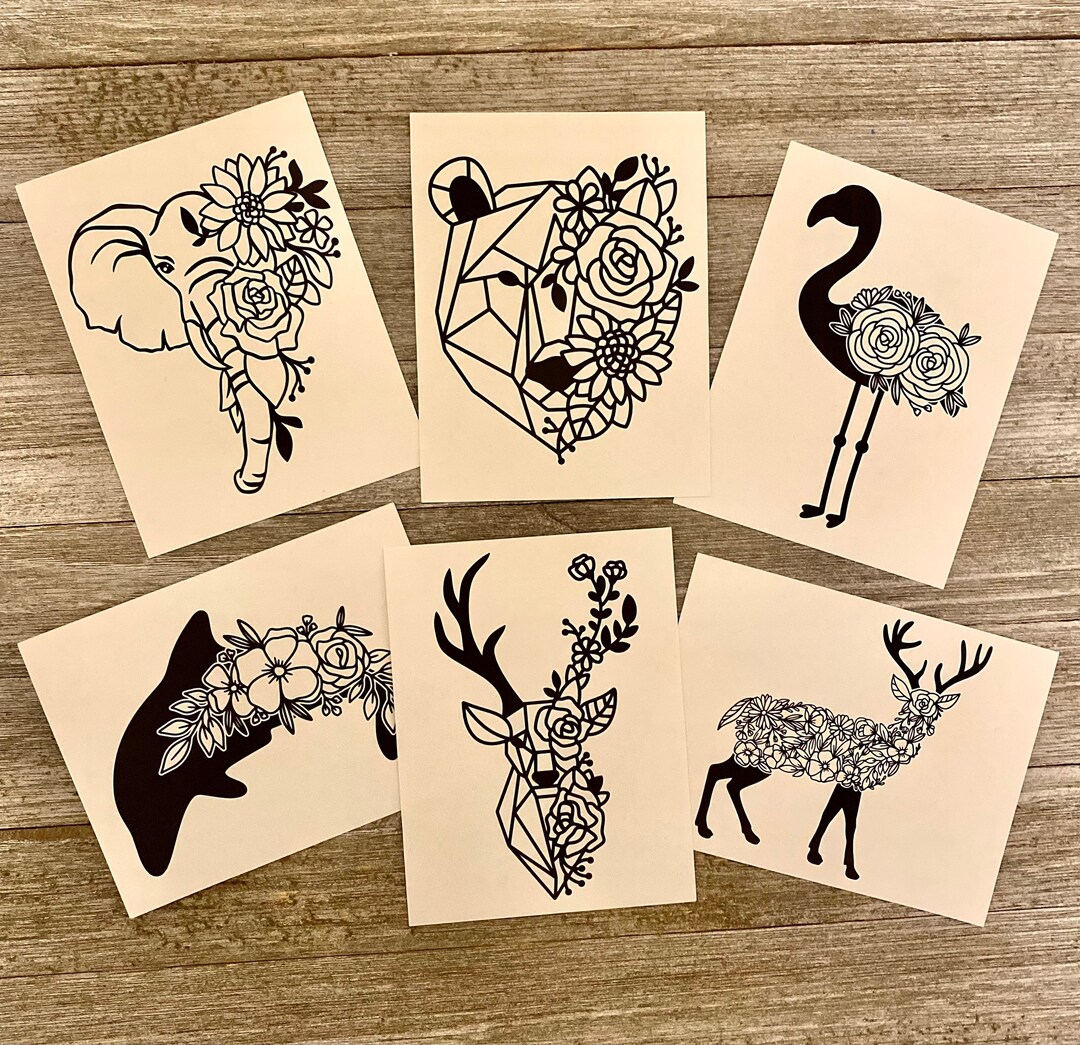 Coloring Cards/ Gift Cards Coloring Card Sets/ Animal Coloring Cards ...