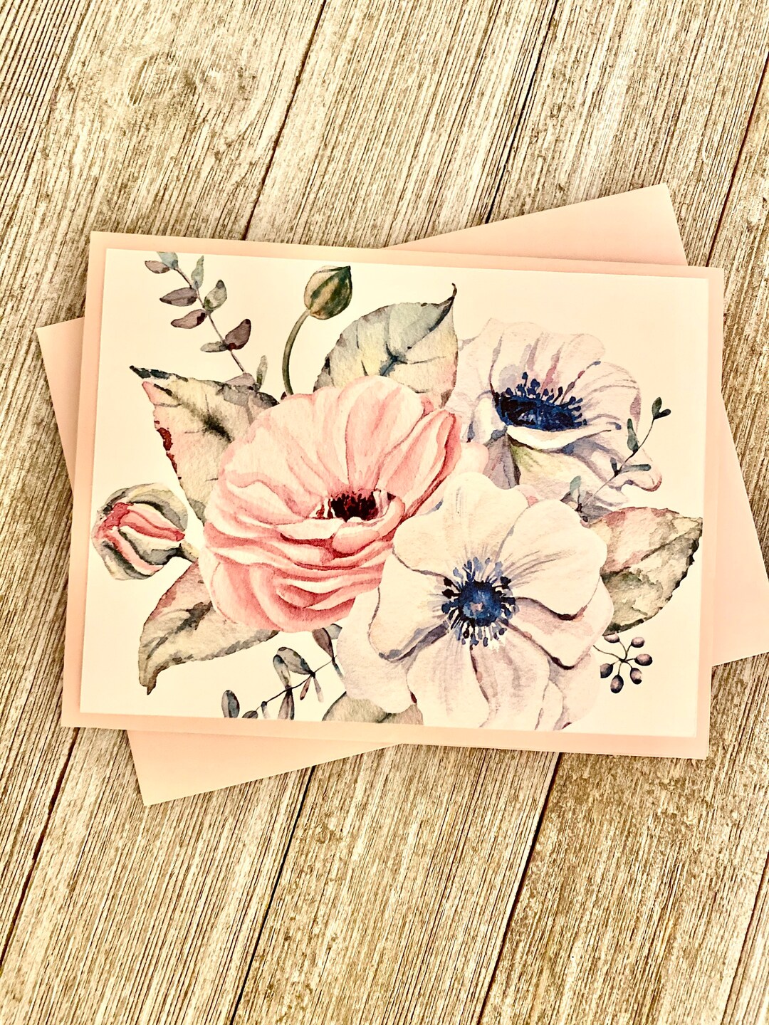 Wildflower Card Set/watercolor Stationary/peonies Card Set/ - Etsy