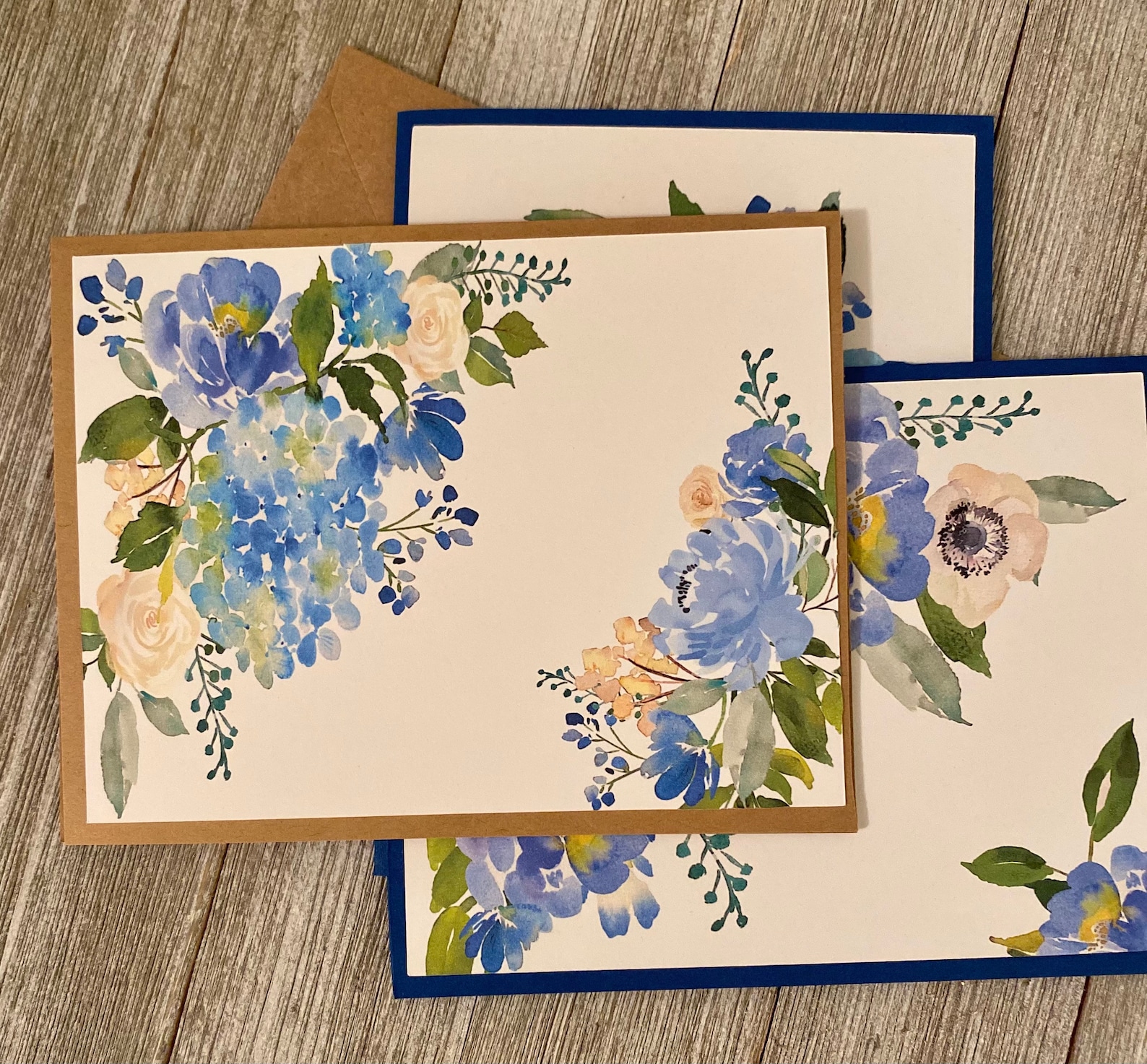 Watercolor Hydrangea Note Cards/stationary Note Cards/10 Pack | Etsy