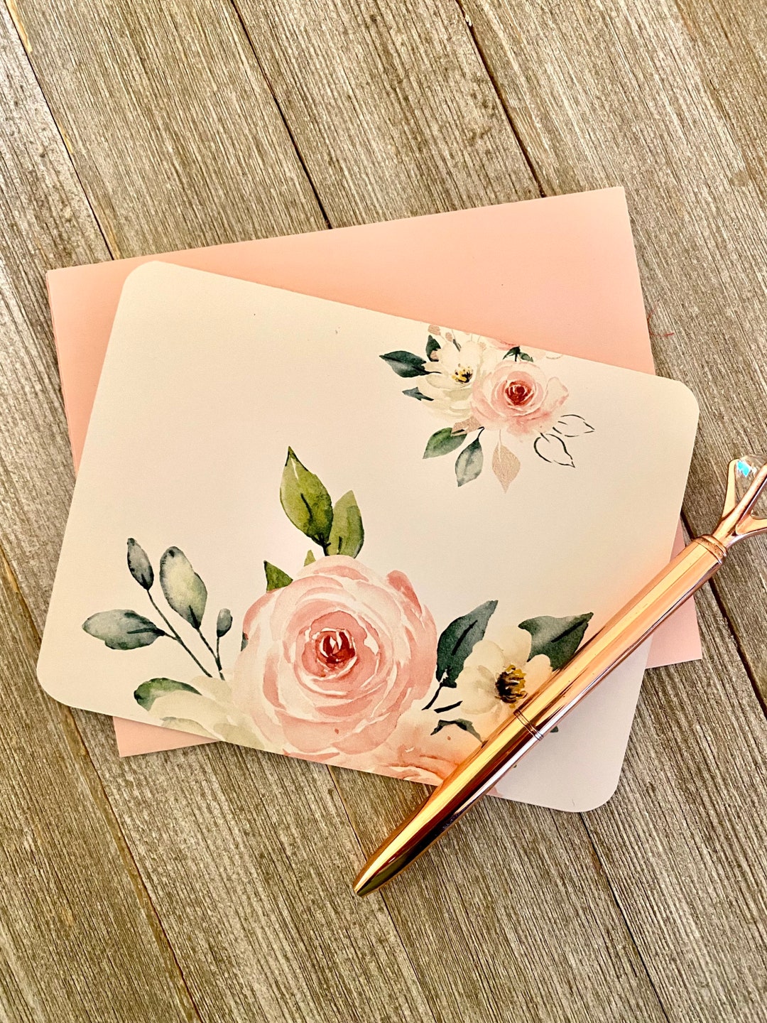 Watercolor Rose Card Set: Botanical Blank Greeting Cards - Etsy