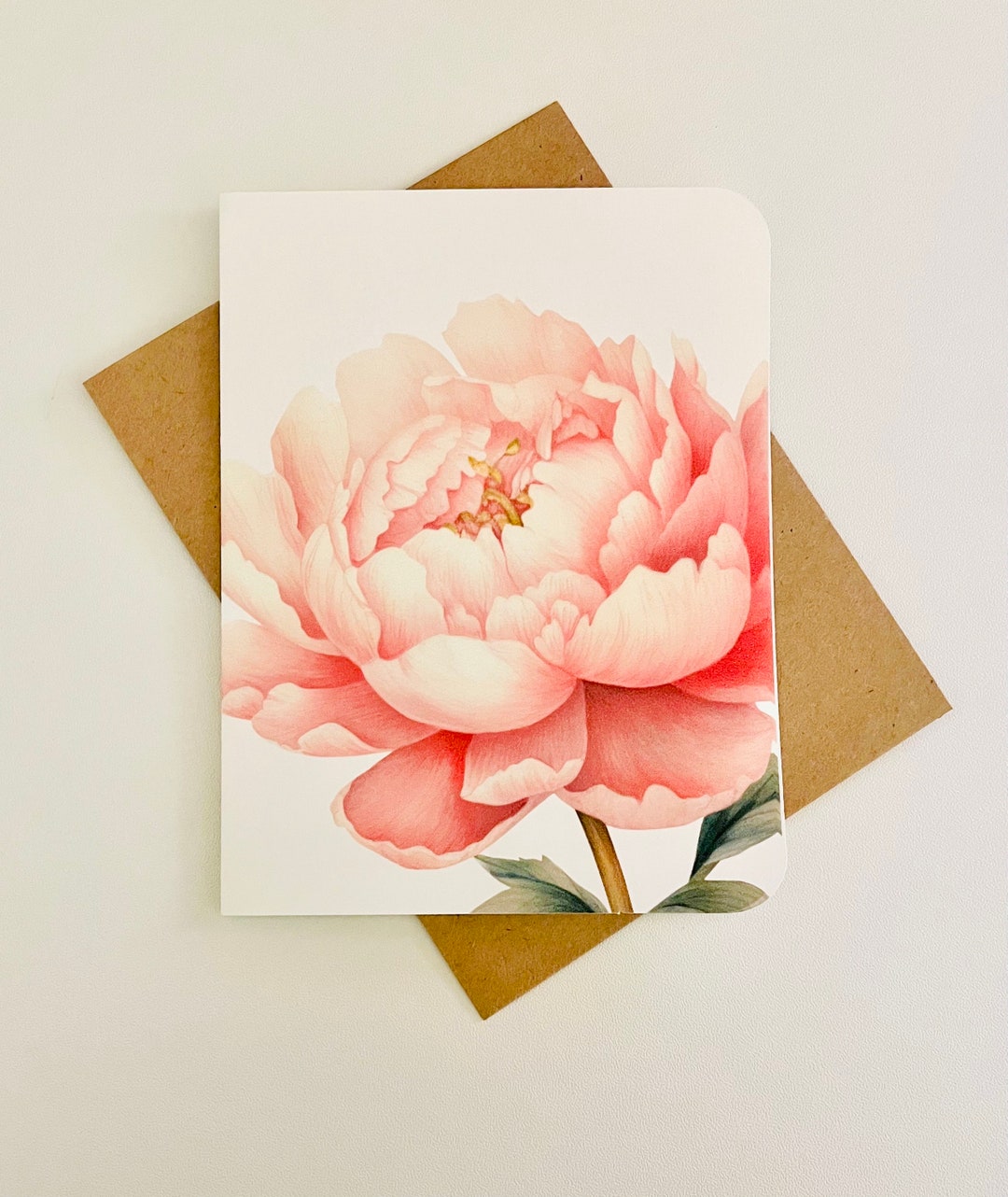 Peony Watercolor Note Cards - Handmade Blank Botanical Cards (8 Pack ...
