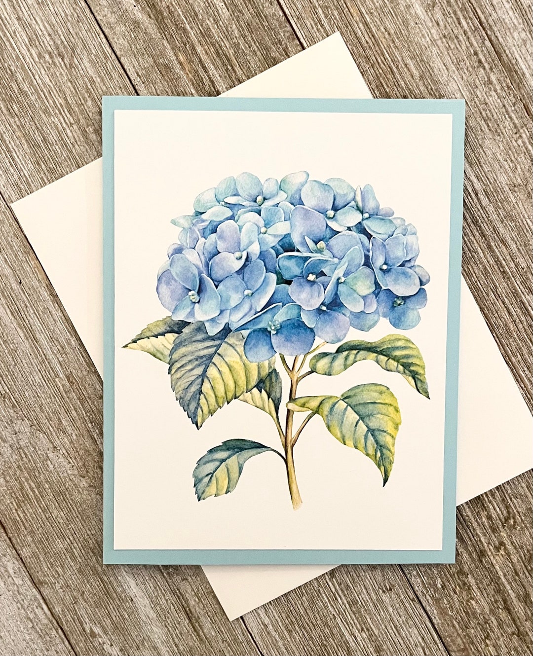 Watercolor Blue Hydrangea Note Cards: Handmade Folded Stationery - Etsy