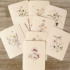 Wild Flower Card Set/watercolor Wild Flowers/wild Flower Note Cards ...