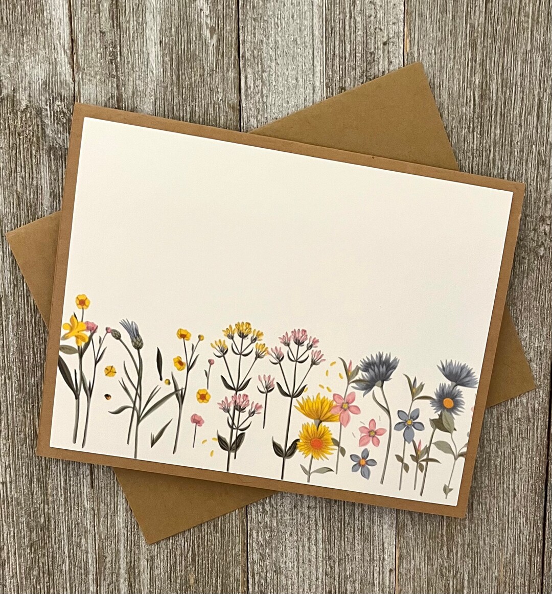 Wildflower Note Cards/watercolor Stationary Set/ Floral Cards/ Happy ...