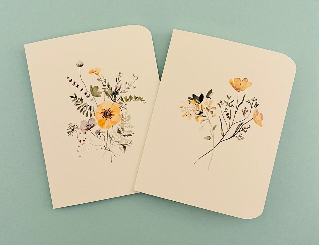 Watercolor Wildflower Note Card Set: Botanical Stationery, Handmade - Etsy