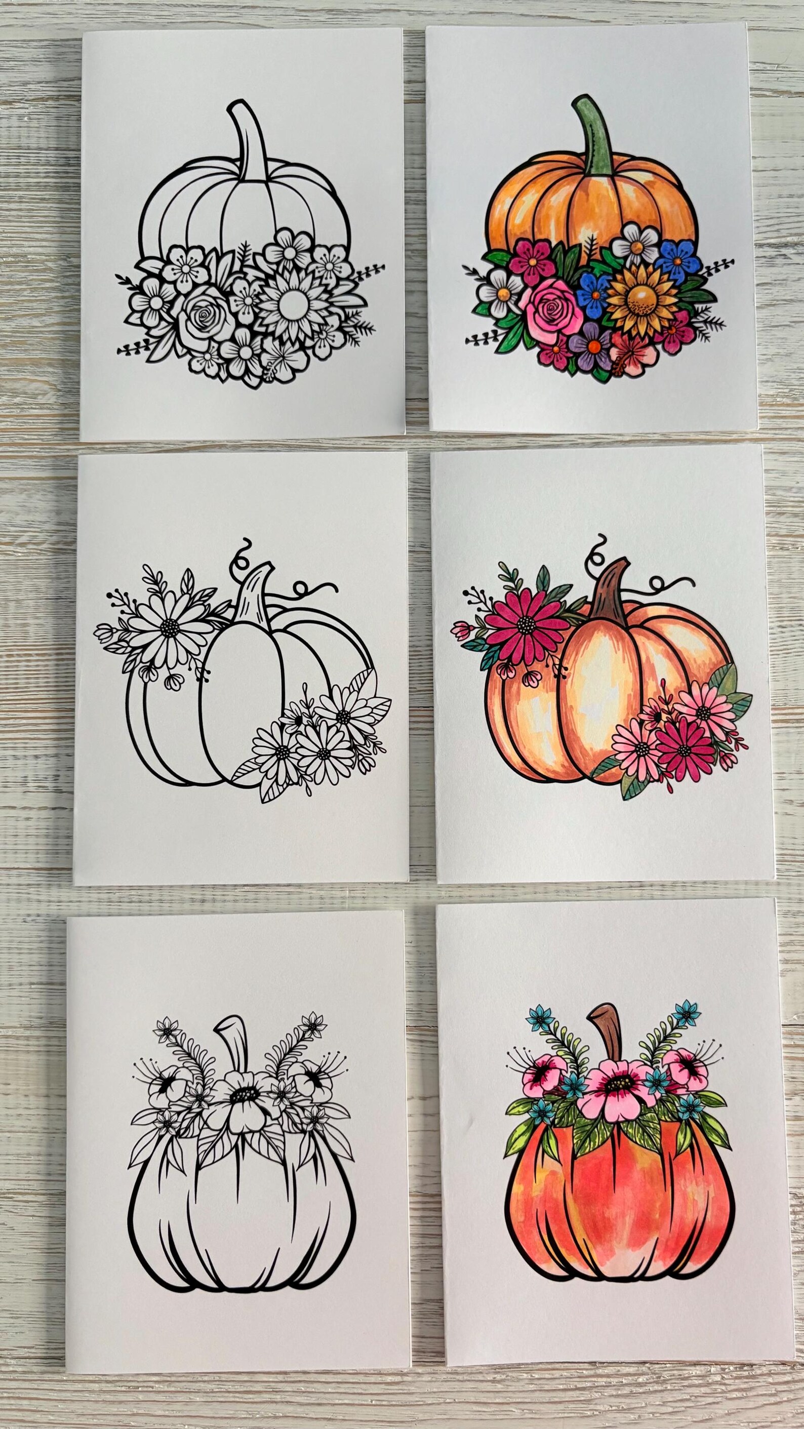 Pumpkin Coloring Cards: Thanksgiving & Halloween, Set of 15 - Etsy