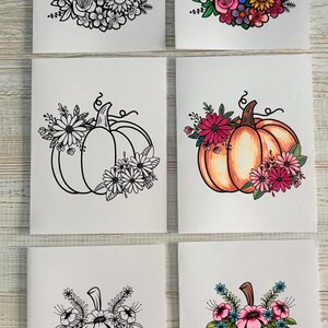 Pumpkin Coloring Cards: Thanksgiving & Halloween, Set of 15 - Etsy