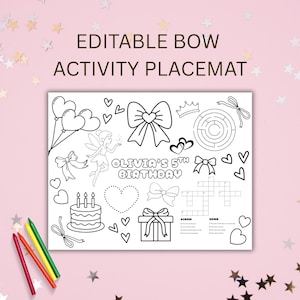 Birthday Bow Placemat Template - Etsy