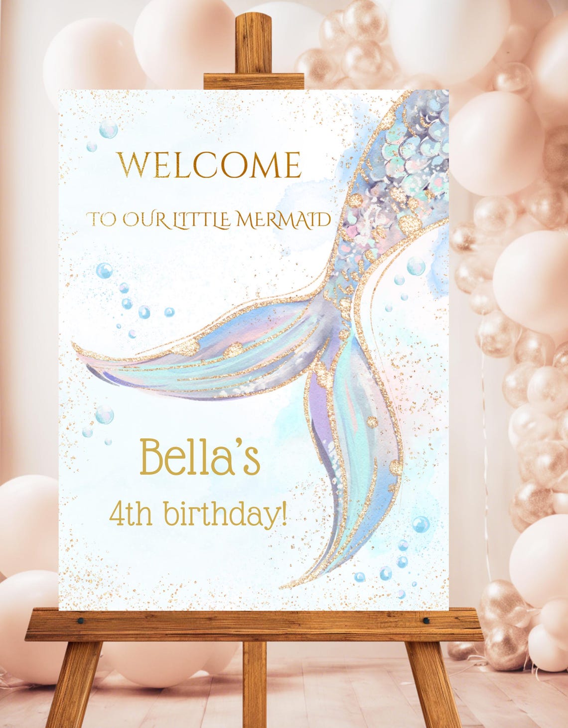 Mermaid Tail Welcome Signs Birthday Party Decor Canva Template, Set of ...