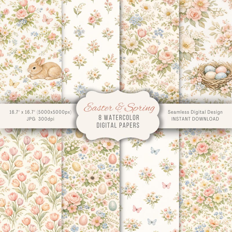 Bunny Digital Papers - Etsy