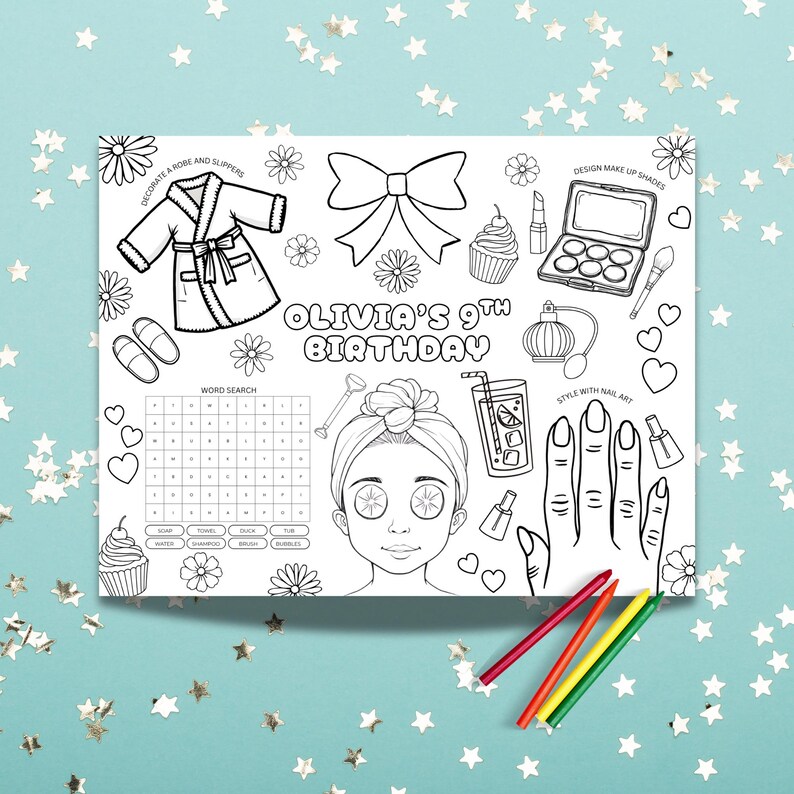 Spa Party Activity Sheet | Pamper Birthday Party Coloring Activity ...