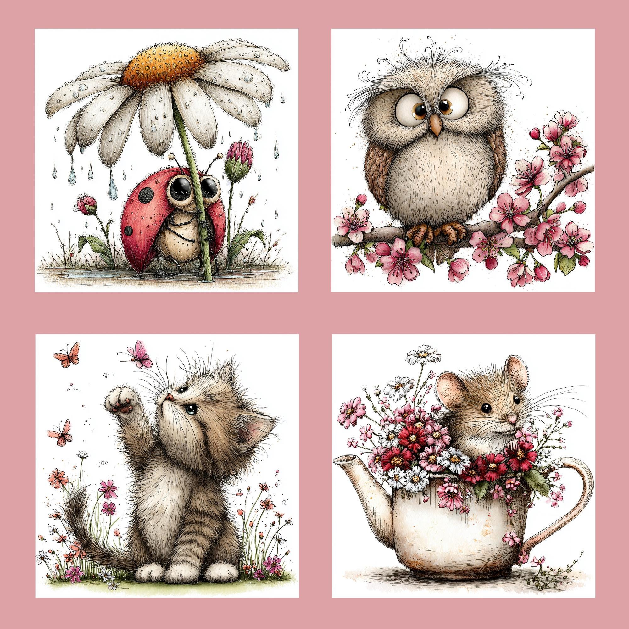 Watercolor Whimsical Hello Spring Clipart Set | 20 Hand Drawn Style ...
