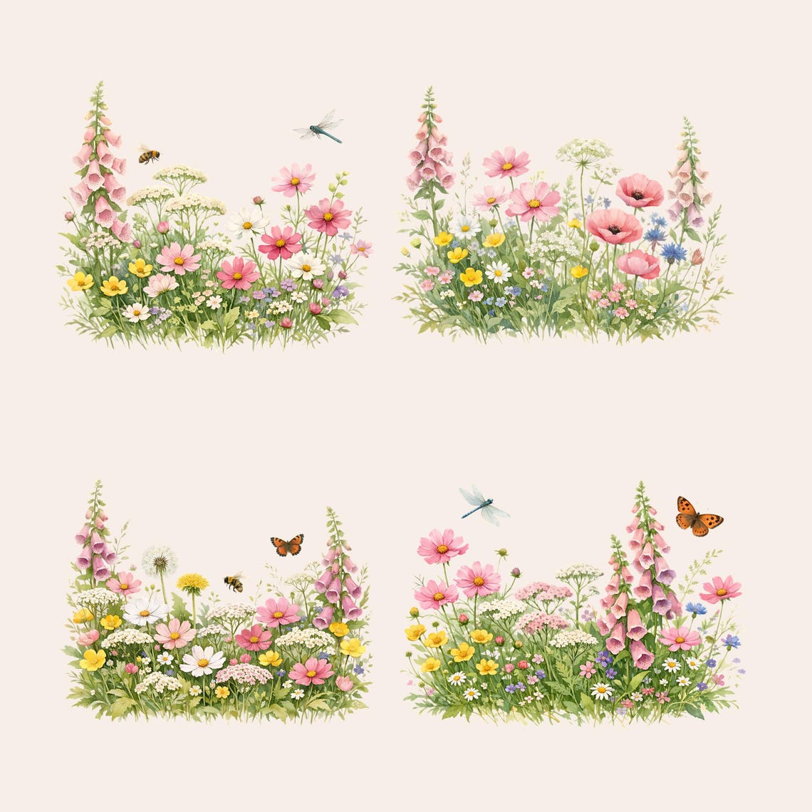 Watercolor Wildflower Meadow Floral Clipart Pack | 10 Wildflower ...