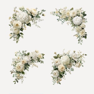 Watercolor Ivory Floral Clipart Pack | 20 Flower Arrangements Pngs ...