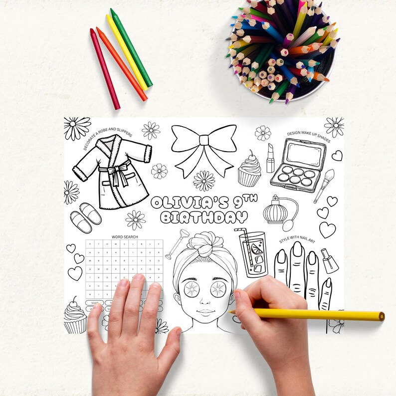 Spa Party Activity Sheet | Pamper Birthday Party Coloring Activity ...