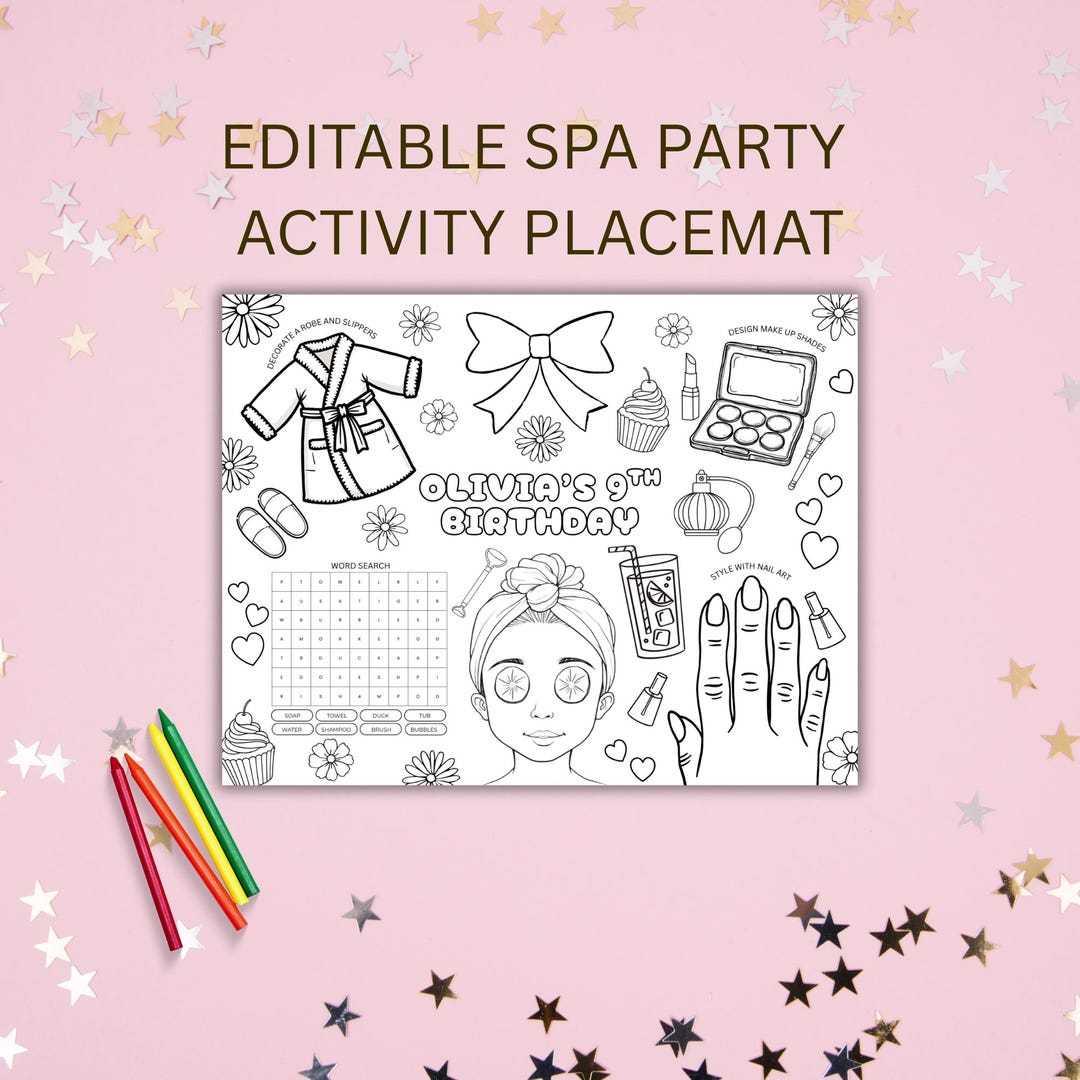 Spa Party Activity Sheet | Pamper Birthday Party Coloring Activity ...