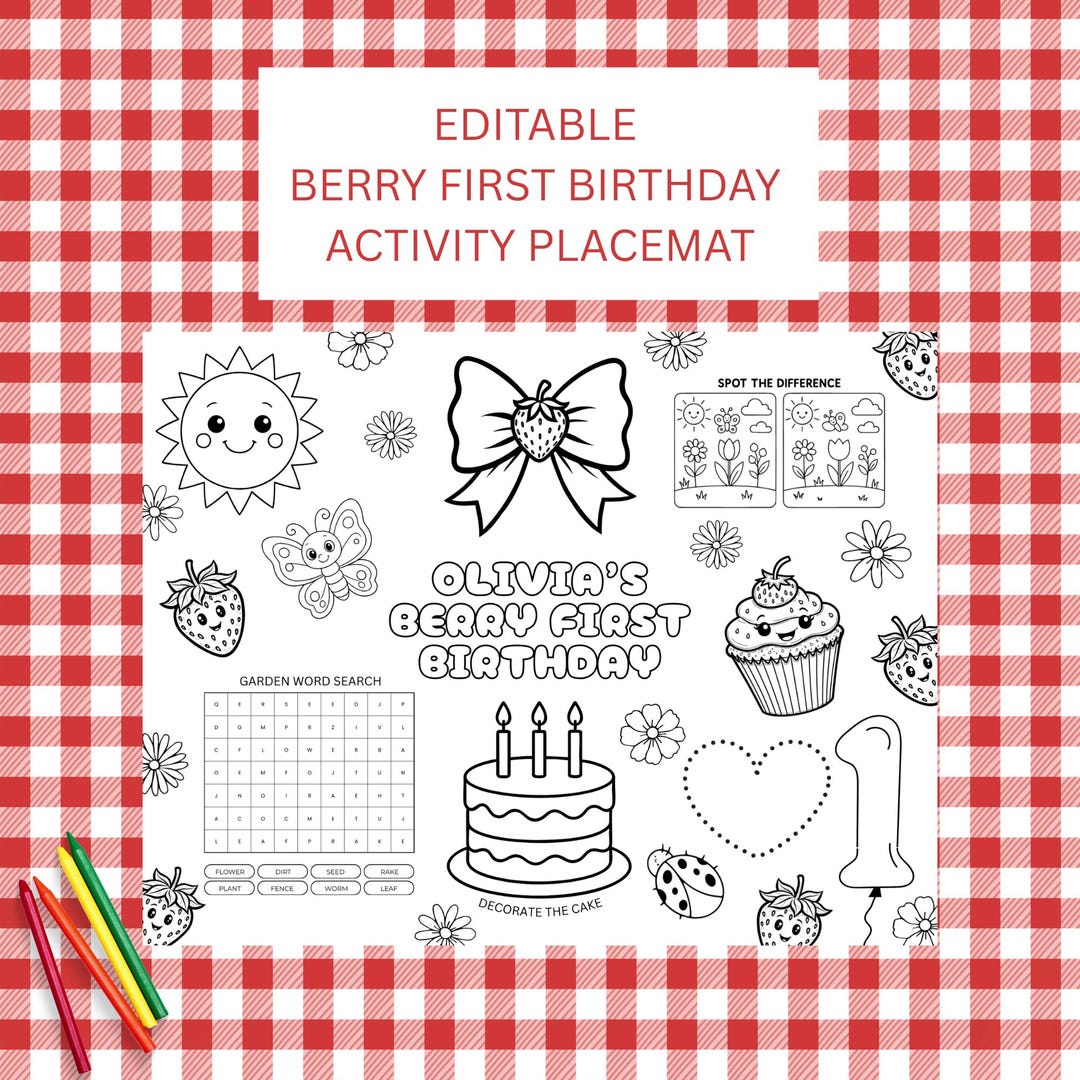 Berry 1st Birthday Activity Playmat | Berry Special Birthday Party ...