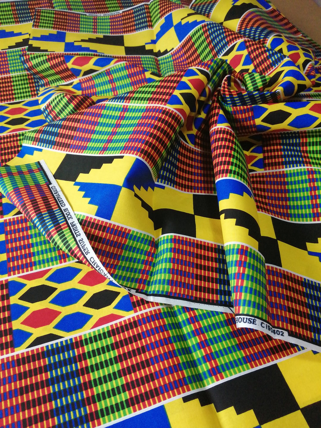 Sold by Yard African Print Kente Inspired Fabric | Vibrant African ...