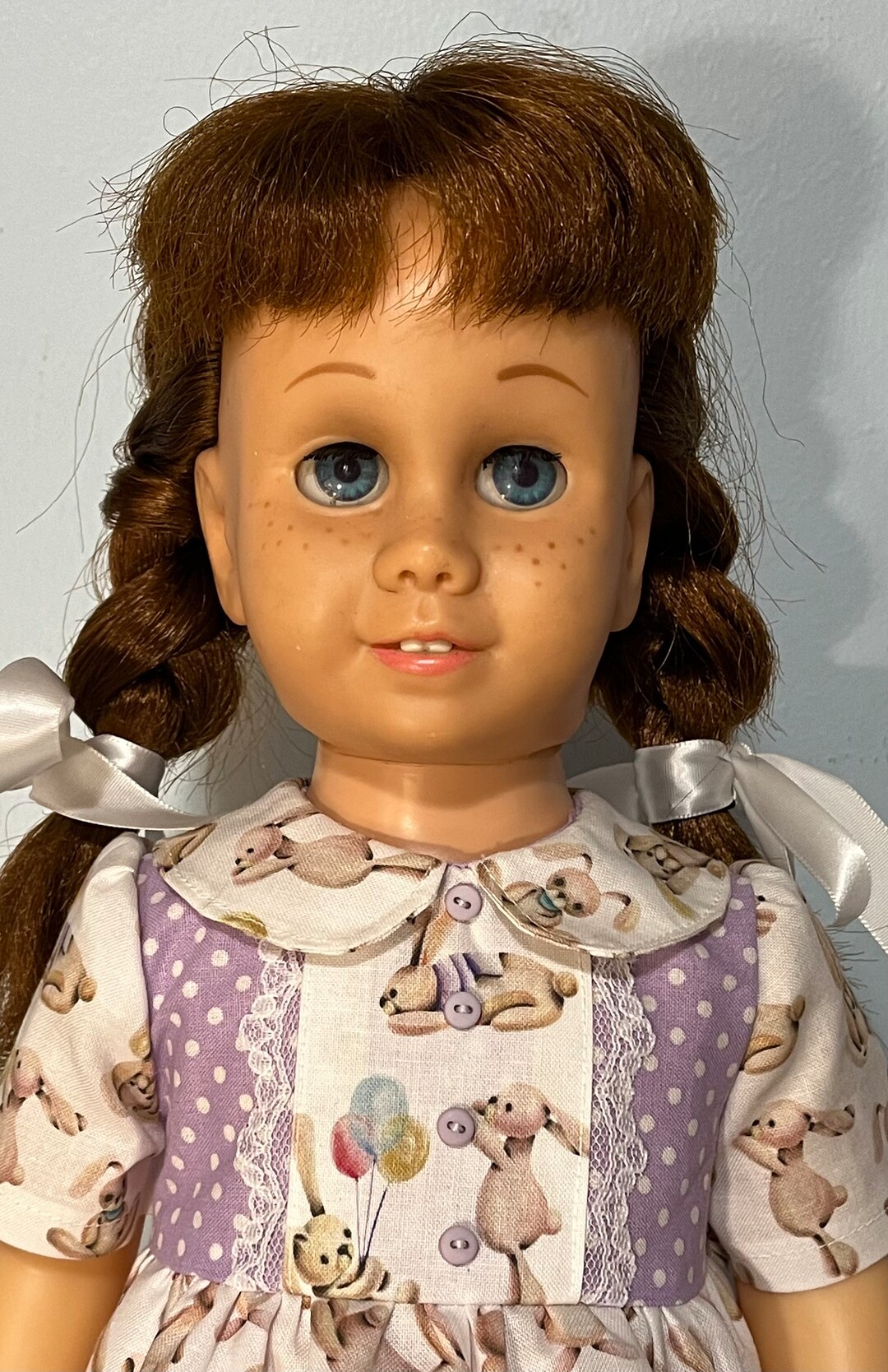 Bunny Print and Lavender Polka Dot Dress for Chatty Cathy - Etsy