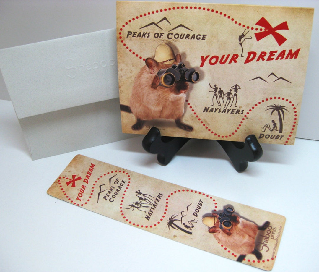 Gift Set, Funny Gerbil Inspirational Card & Bookmark: Dream Map - Etsy