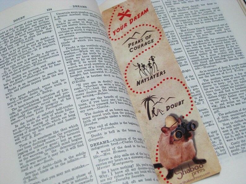 Gift Set, Funny Gerbil Inspirational Card & Bookmark: Dream Map - Etsy
