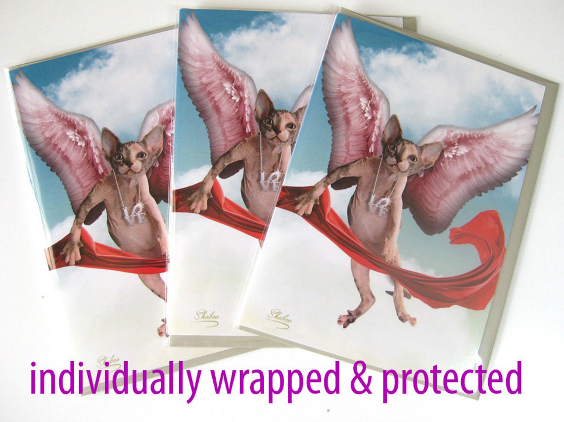 Hairless Seraphim Cat Angel Love Valentine Card - Etsy
