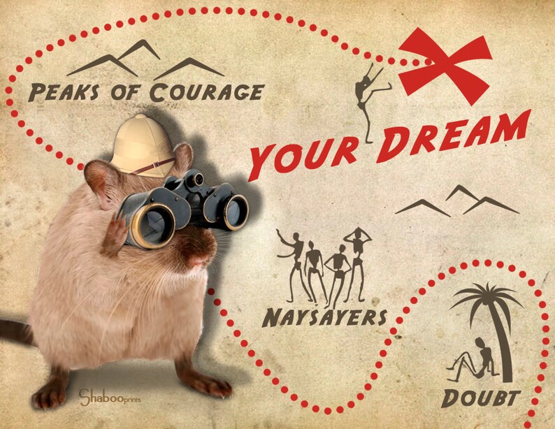 Gift Set, Funny Gerbil Inspirational Card & Bookmark: Dream Map - Etsy