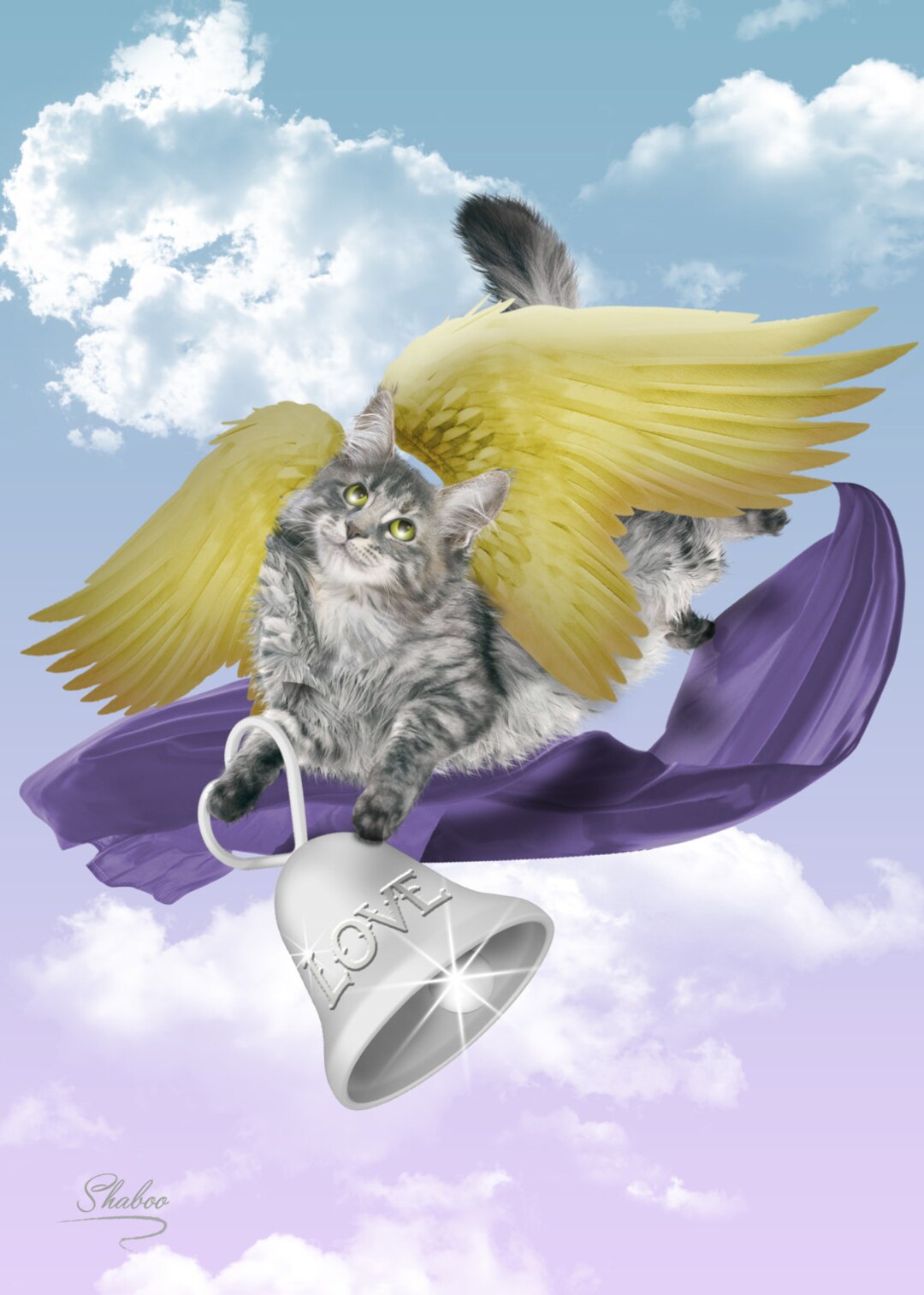 Gray Tabby Cat Angel Love Valentine Blank Card - Etsy